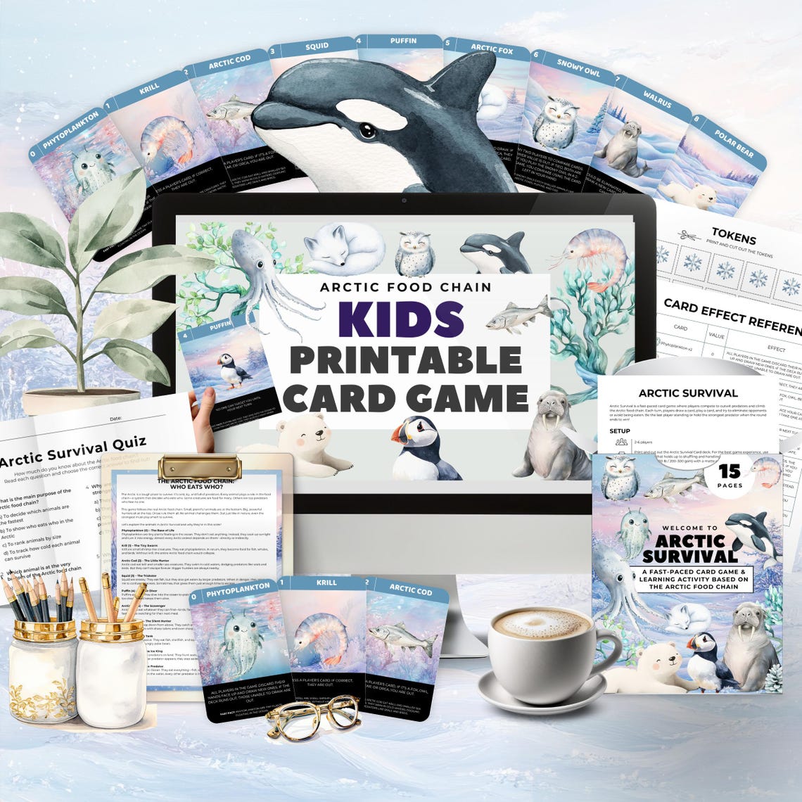 Arctic Food Chain Card Game, Printable Learning & Educational Arctic ...