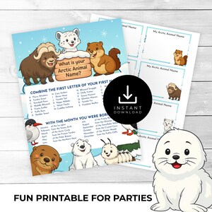 Arctic Animal Name Game Printable, Winter Kids Activity, Cute Alias ...