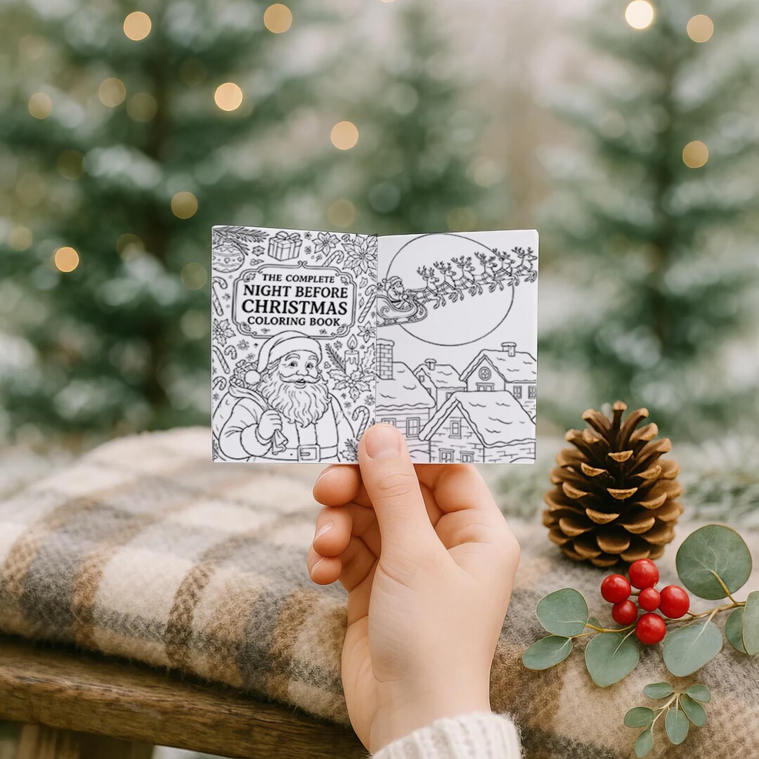 Night Before Christmas Mini Coloring Book, Holiday Kids Printable ...
