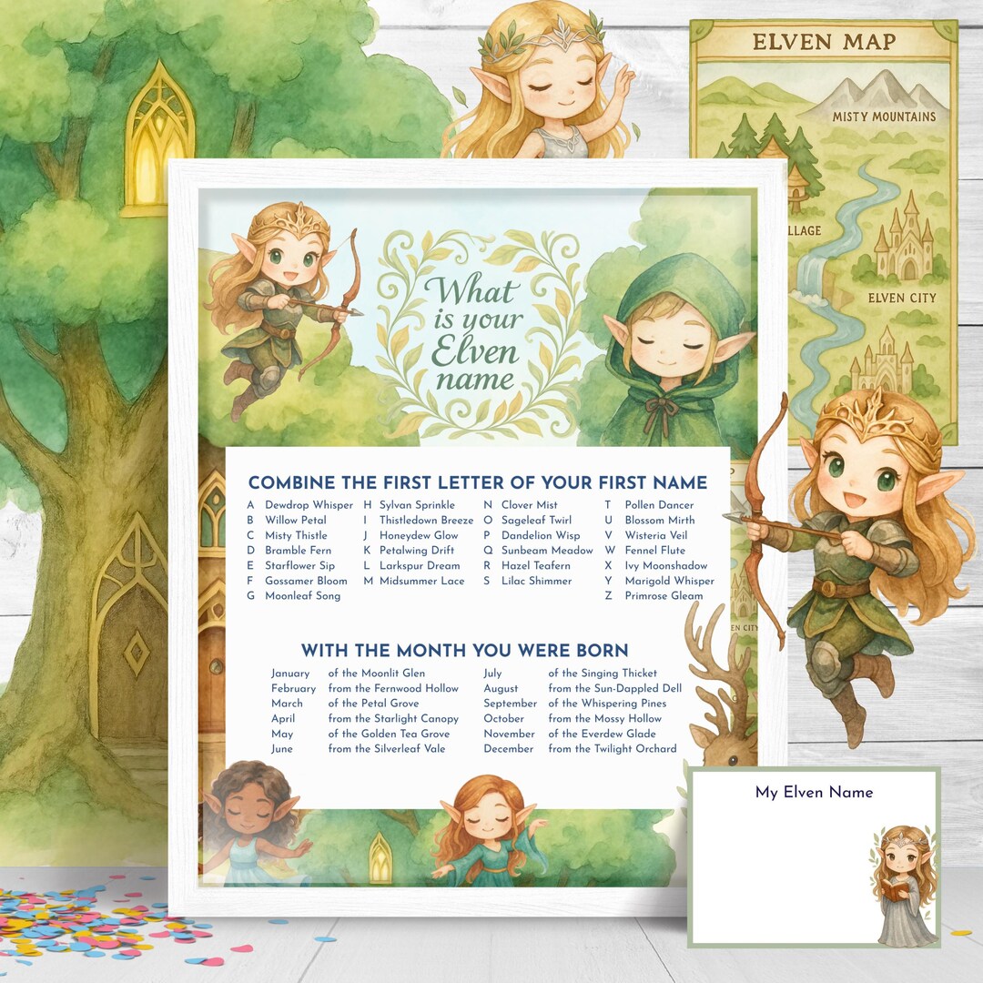 What’s Your Elven Name Game Generator Printable, Instant Download ...