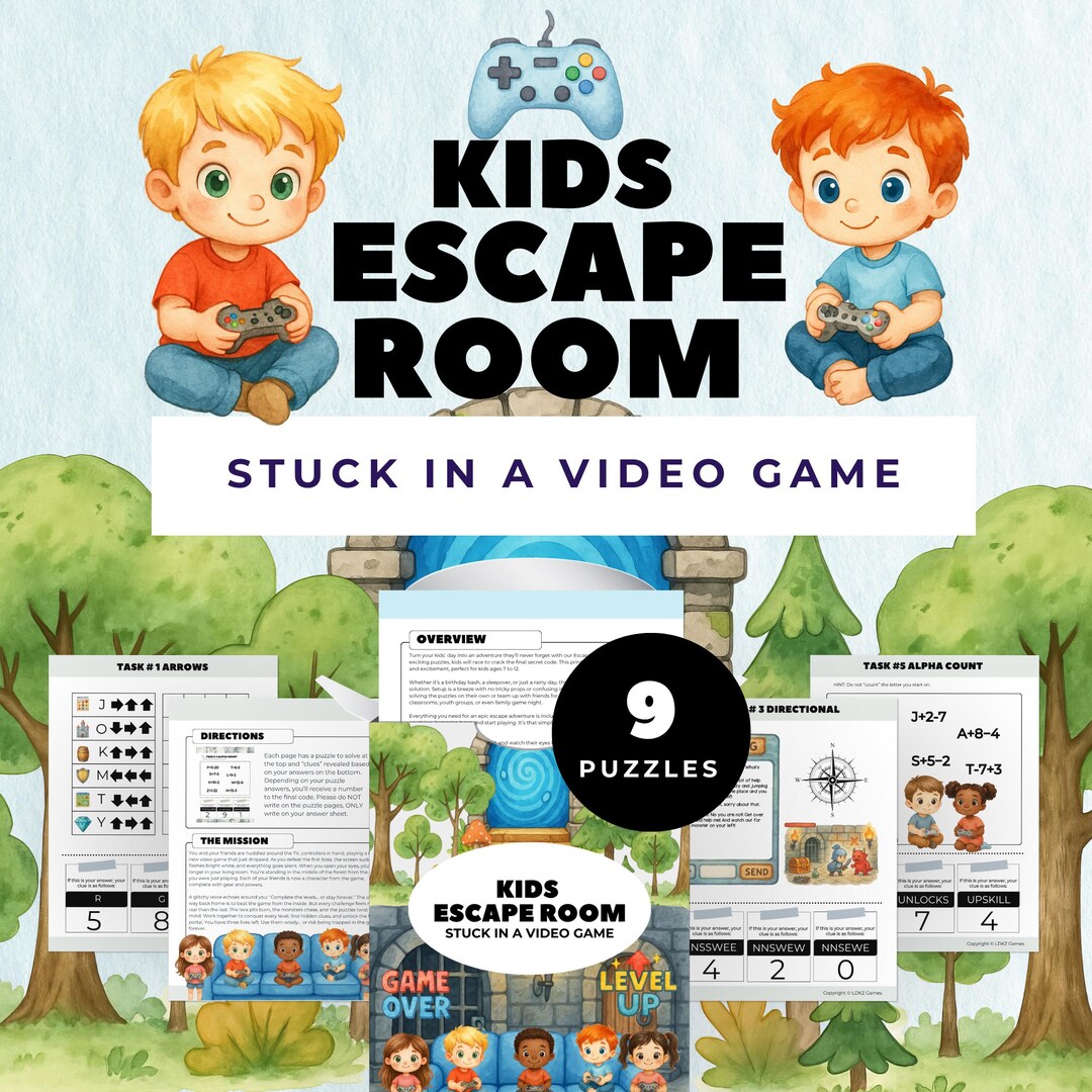 Stuck in a Video Game Kids Escape Room Printable, No-prep Instant ...