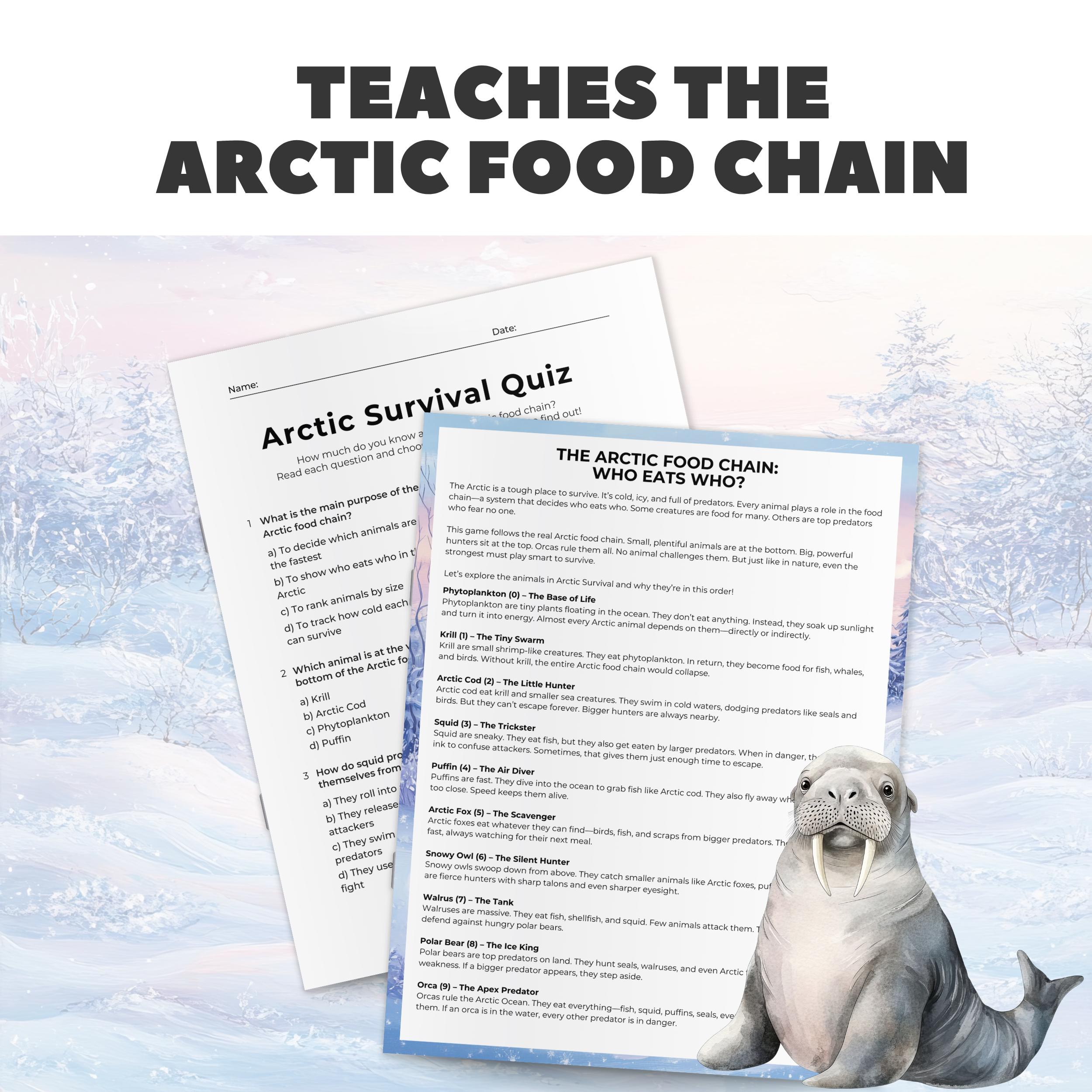 Arctic Food Chain Card Game, Printable Learning & Educational Arctic ...