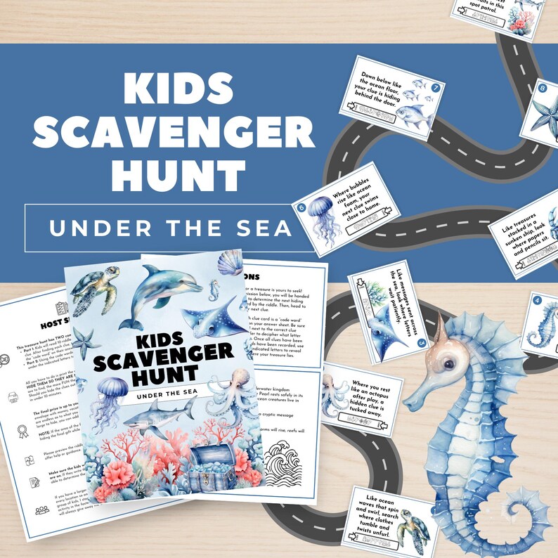Under Sea Scavenger Hunt, Kids Ocean Party Game Printable, Indoor ...