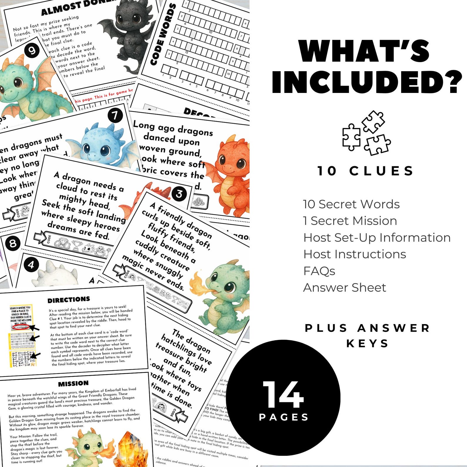 Dragon Scavenger Hunt, Kids Printable Treasure Hunt, Fantasy Birthday ...