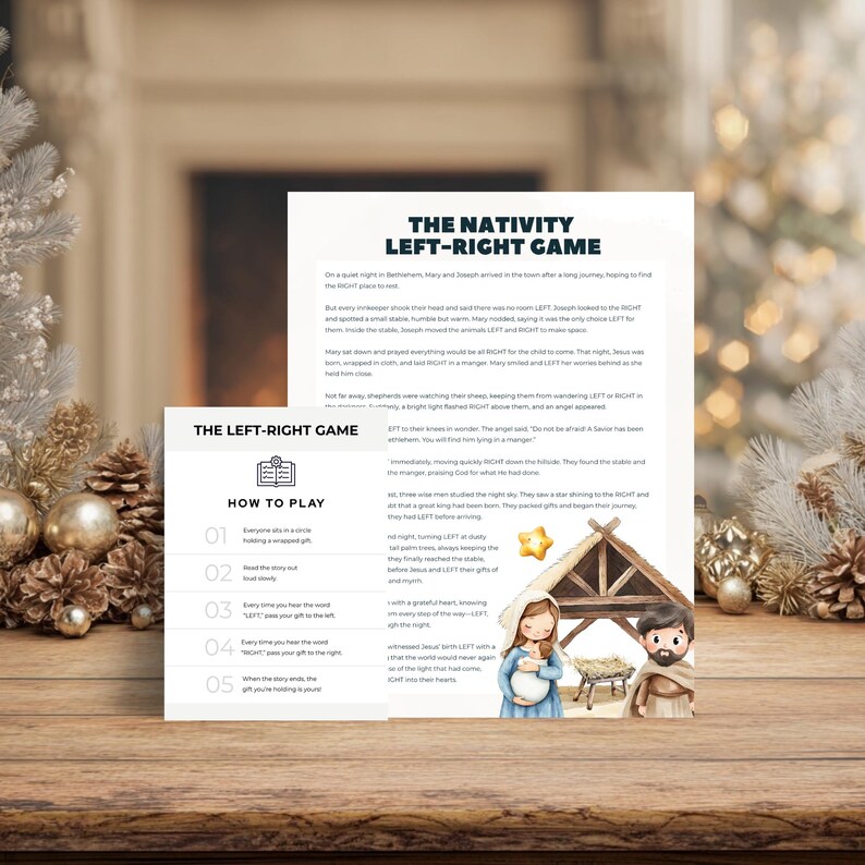 Nativity Left Right Game, Christian Christmas Party Activity, Religious ...