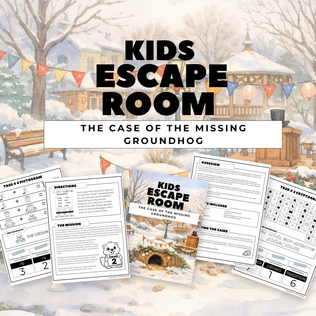 Groundhog Day Kids Escape Room Printable, February Holiday Classroom ...