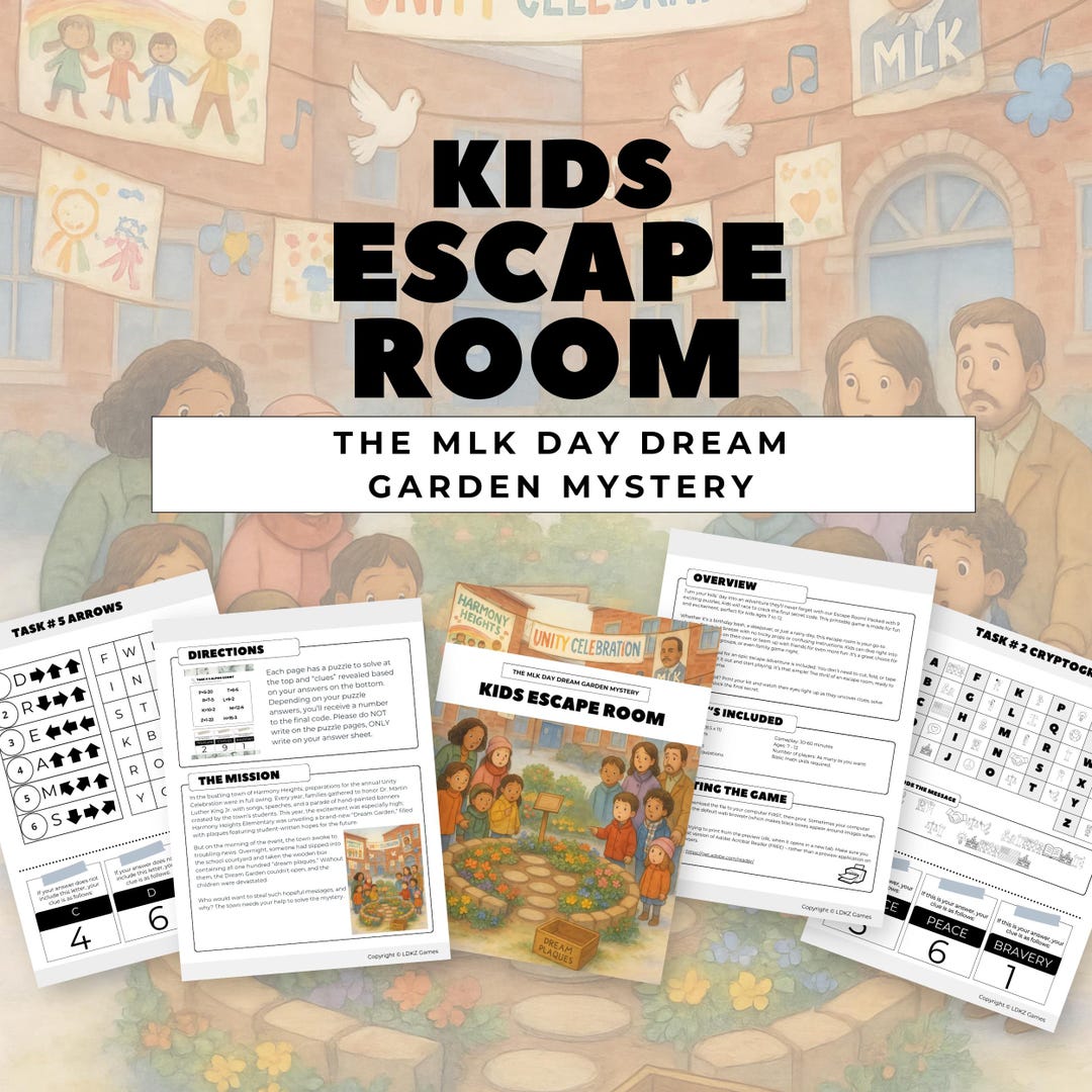 MLK Day Kids Escape Room, Martin Luther King Jr Printable Game for ...