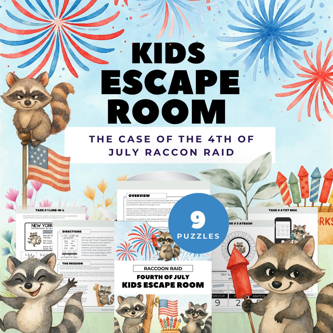 Fourth of July Kids Escape Room, Instant Download, Independence Day ...