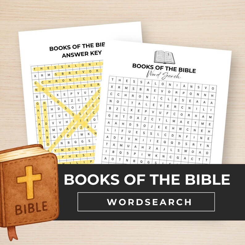 Books of the Bible Word Search, Christian Printable Find Puzzle, Sunday ...
