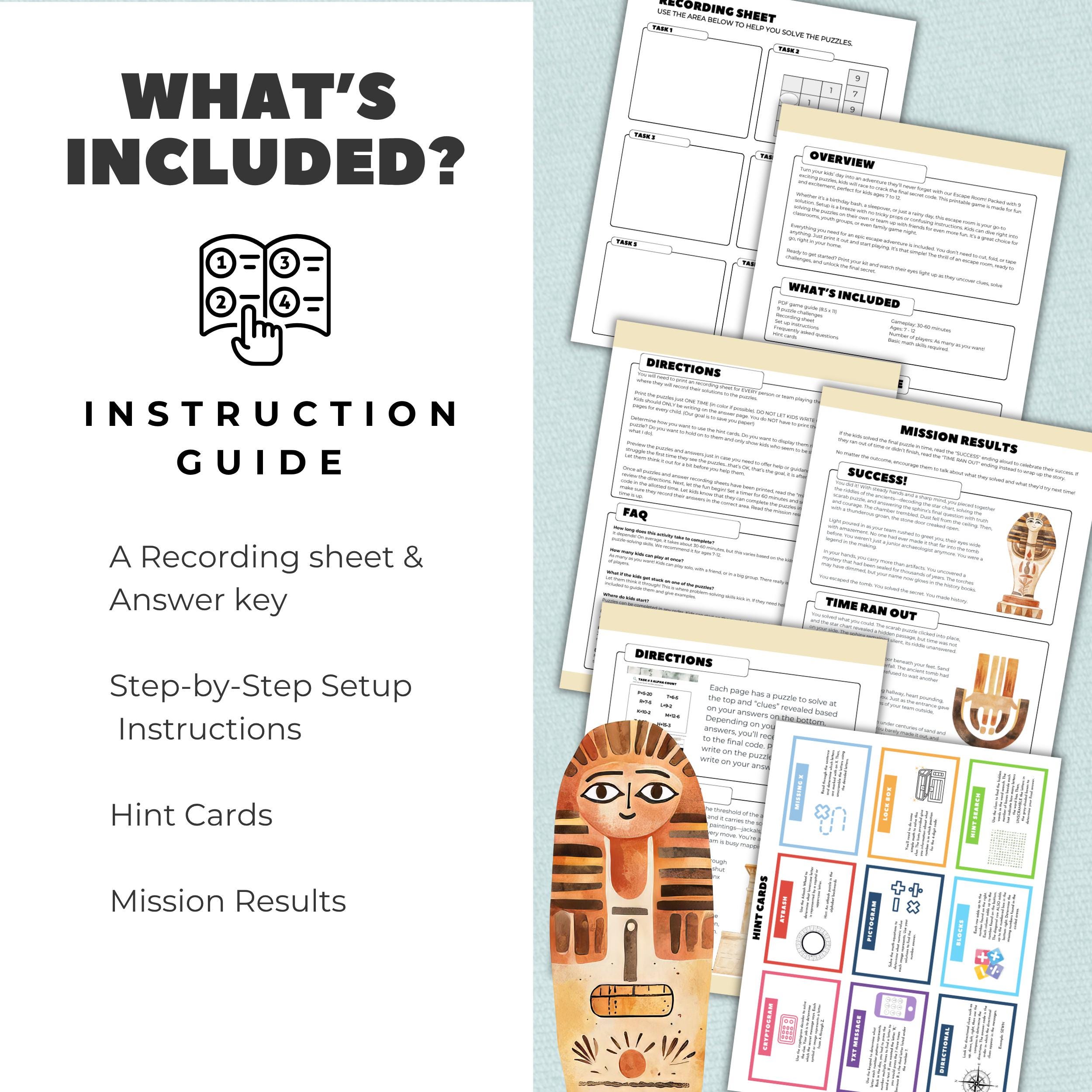 Ancient Egypt Kids Escape Room Game, Instant Download, Printable ...