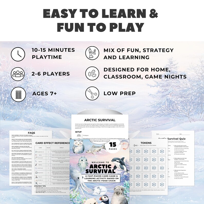 Arctic Food Chain Card Game, Printable Learning & Educational Arctic ...