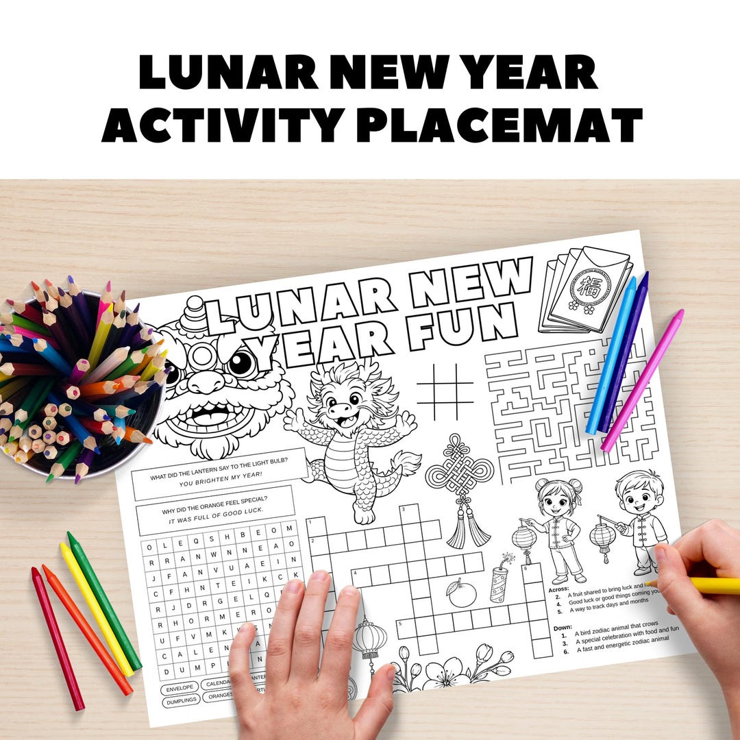 Lunar New Year Kids Activity Placemat Printable, Chinese New Year Table ...