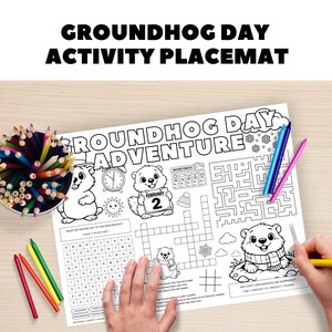Groundhog Day Kids Activity Placemat, February Animal Weather ...