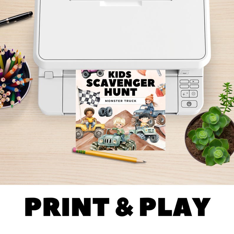 Monster Truck Scavenger Hunt, Kids Transportation Party Game Printable ...