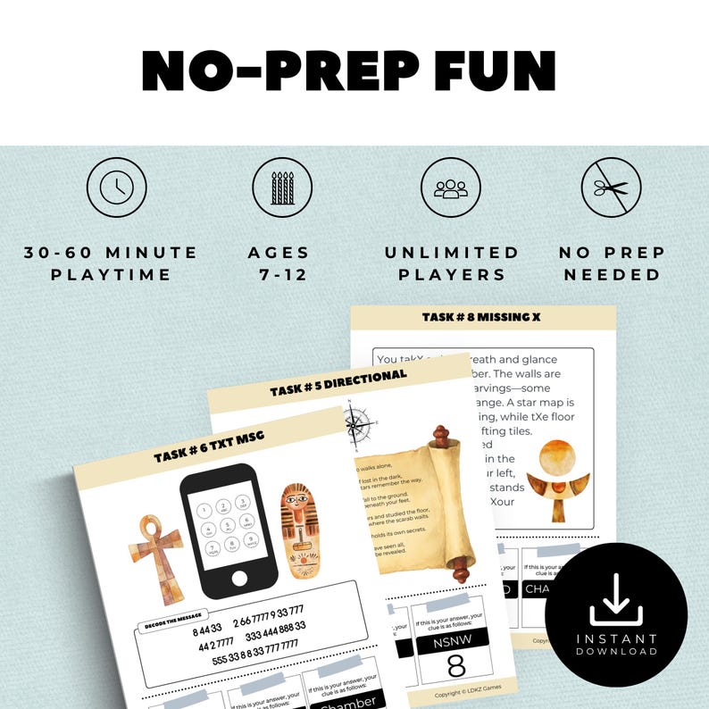 Ancient Egypt Kids Escape Room Game, Instant Download, Printable ...