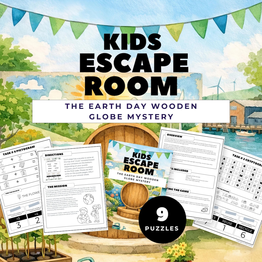 Earth Day Kids Escape Room, Printable Game Environmental Mystery ...