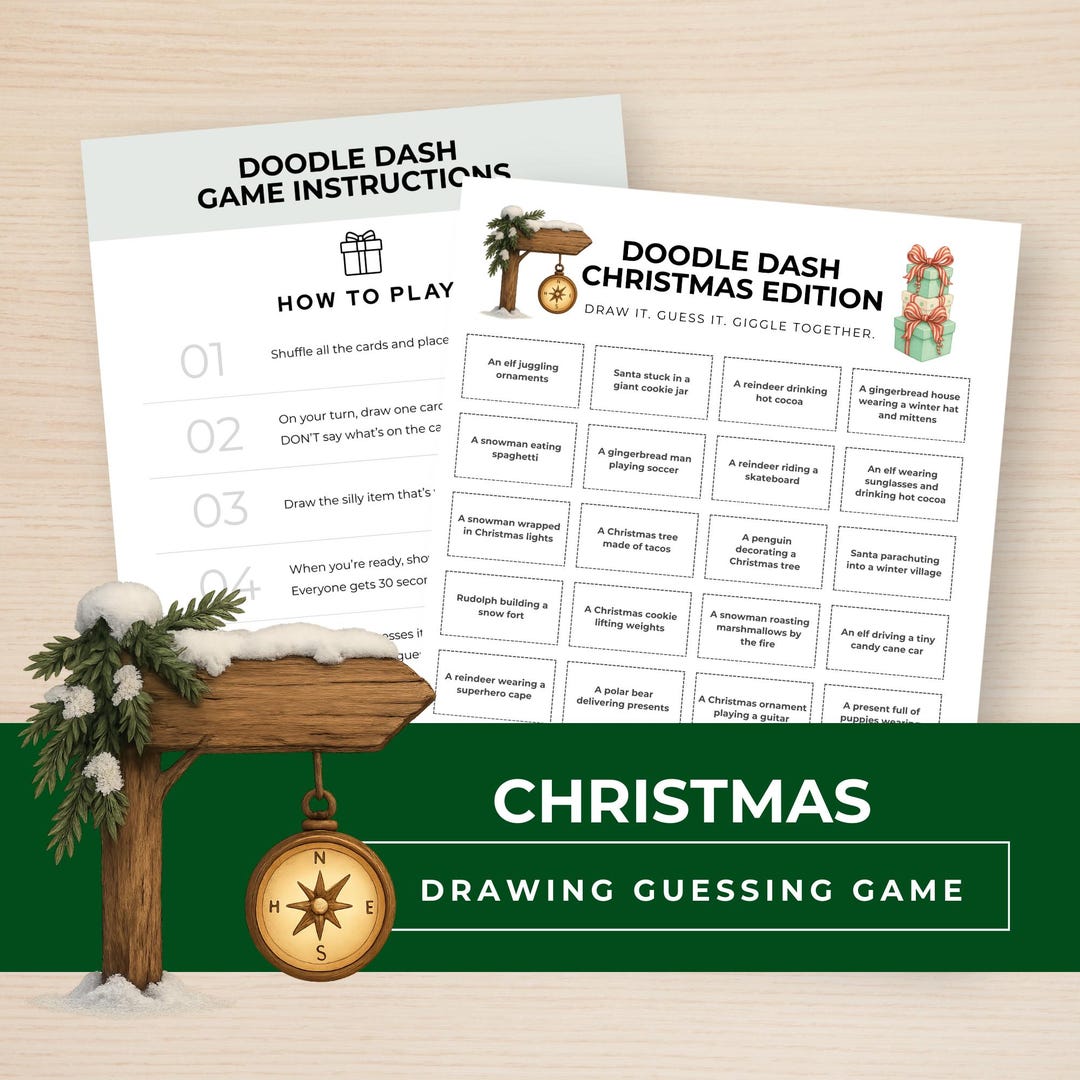 Christmas Drawing Guessing Game Printable, Fun Holiday Sketch & Guess ...