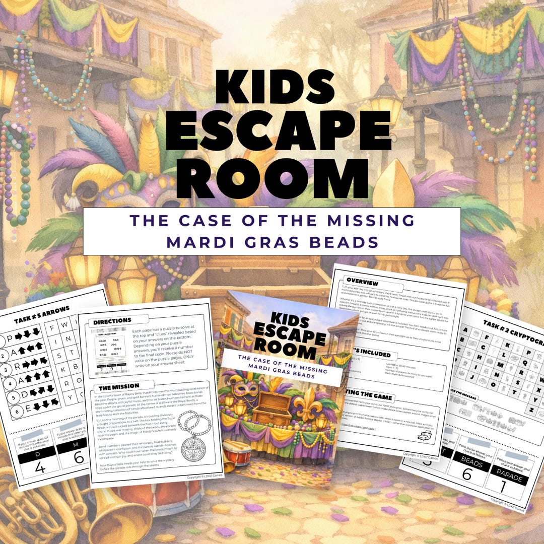 Mardi Gras Kids Escape Room, Printable Carnival Parade Puzzle Game ...