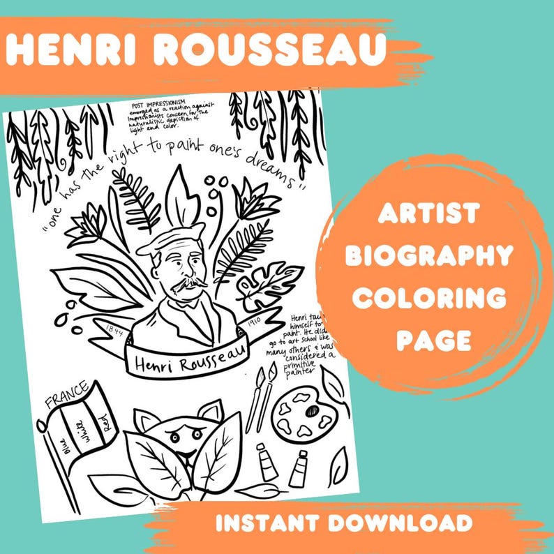 Famous Impressionist Artist Claude Monet Biography Coloring Page / Art ...