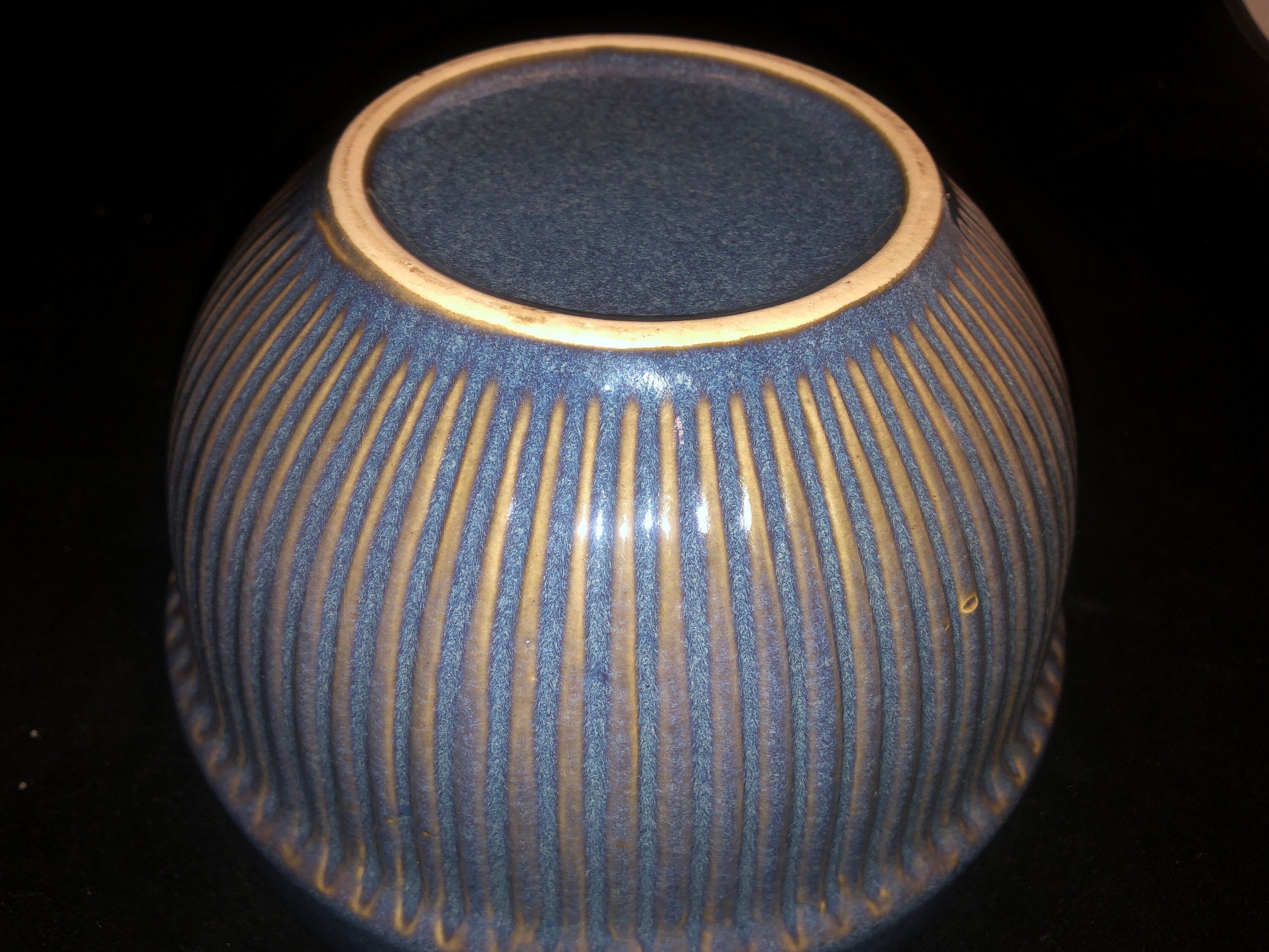 Vintage Farmhouse Country Cottage Blue Ribbed Pottery Mixing - Etsy