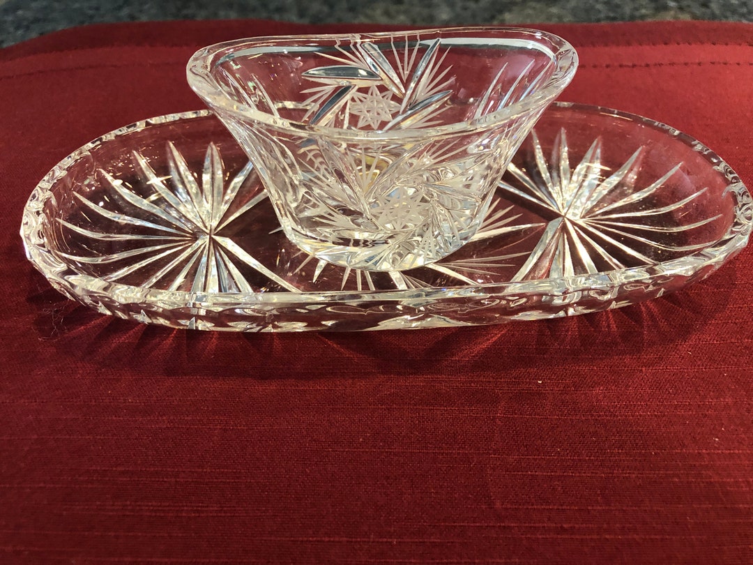 Vintage German Crystal Plate and Bowl - Etsy