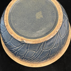 Rustic Large Blue Stoneware Mixing Bowl, Farmhouse Decor, Country ...