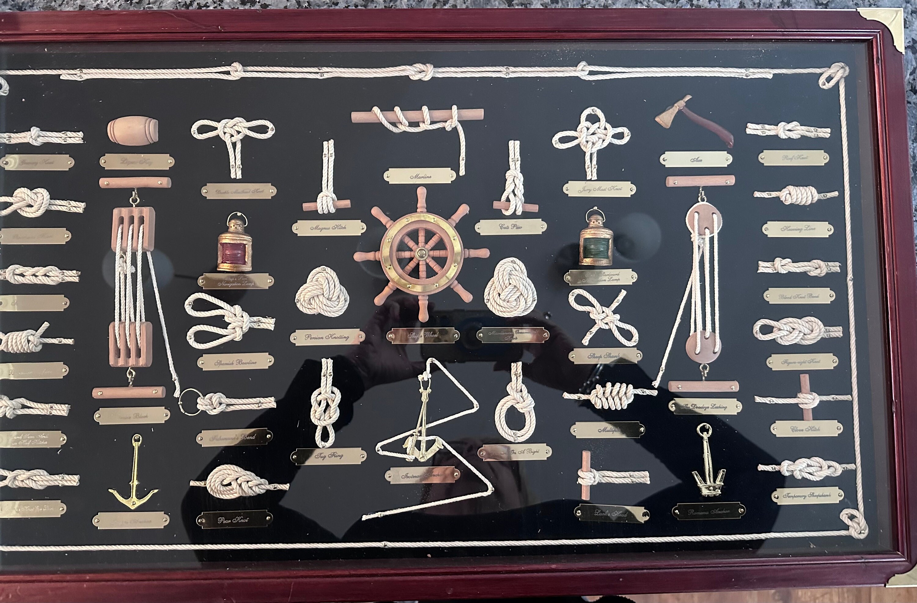 Vintage Framed Nautical Knots Display in Hardwood Frame With Mahogany ...