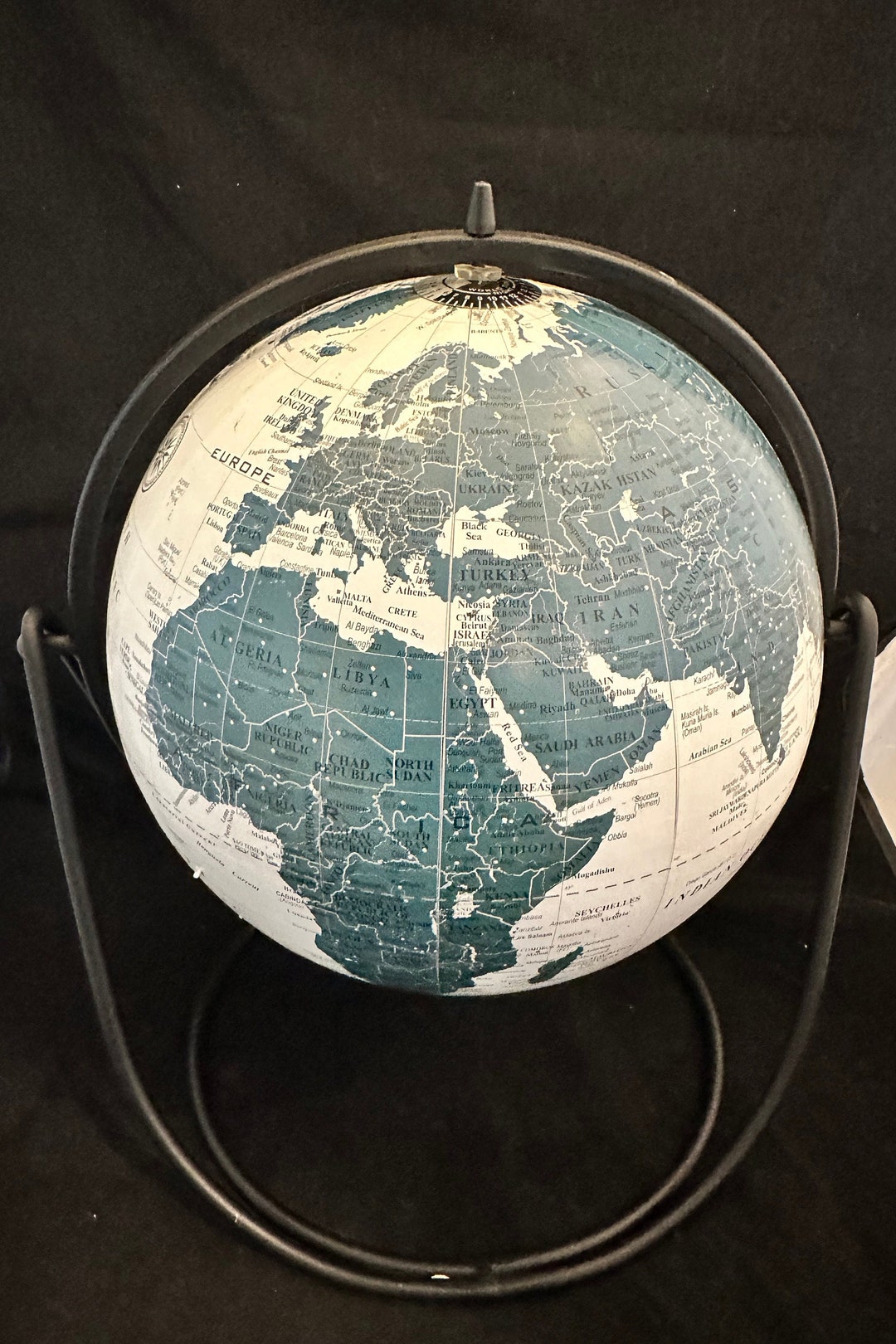 MCM World Globe With Black Iron Stand, Mid-century, Farmhouse Decor ...