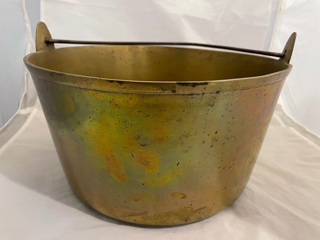 Antique Solid Brass Jam Pot With Iron Handle, Farmhouse Decor - Etsy