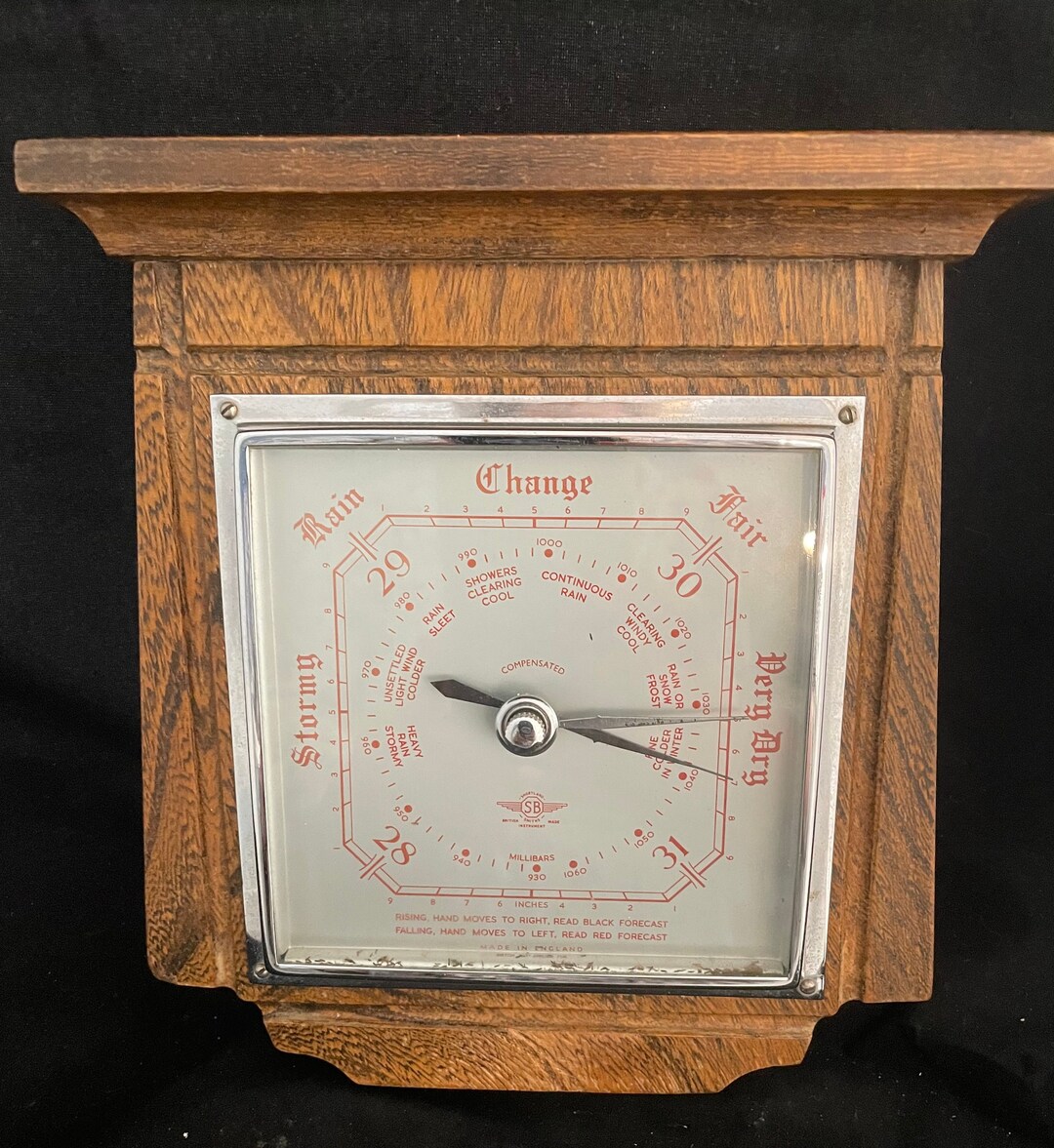 MCM Hanging English Barometer in Oak Casing, Art Deco, Retro, Deco ...