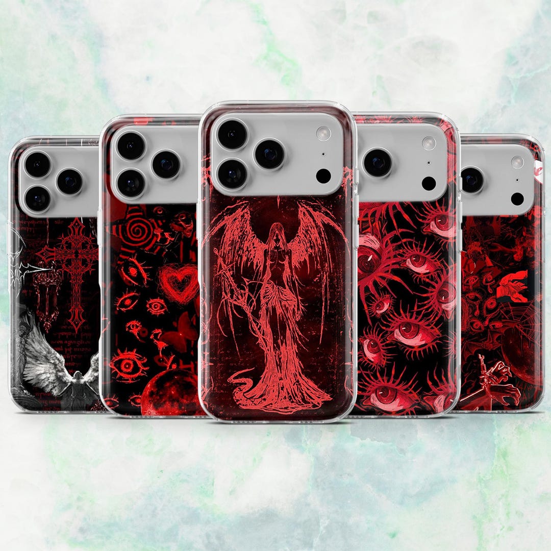 Red Gothic Phone Case Horror Eyes Gore Cover for iPhone 17, 16, 15, 14 ...