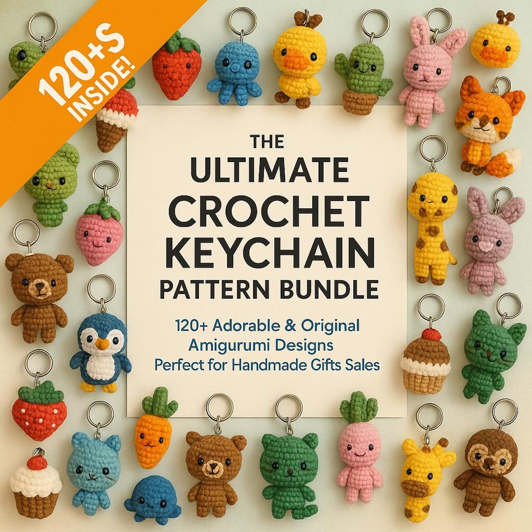 120 Keychain Amigurumi Crochet Pattern Pdf Bundle Mini Plushie Toys