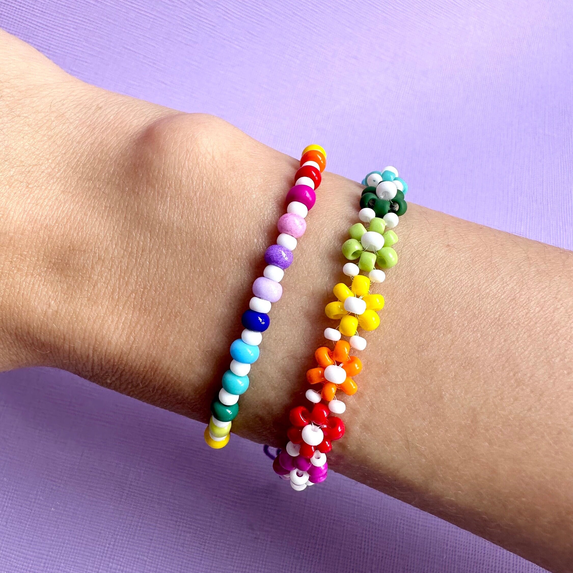 Rainbow Seed Bead Adjustable Bracelets | Rainbow Bracelet Set ...