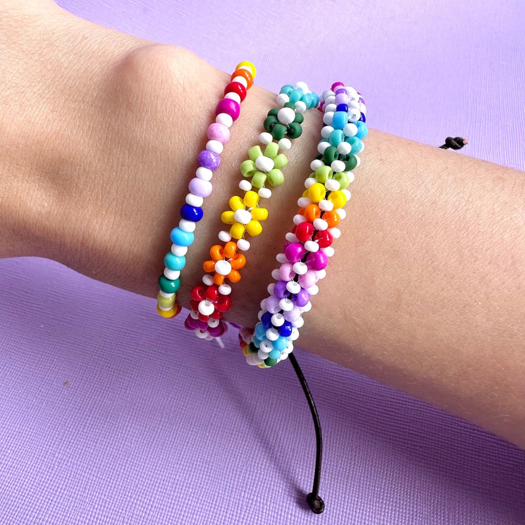 Rainbow Seed Bead Adjustable Bracelets | Rainbow Bracelet Set ...
