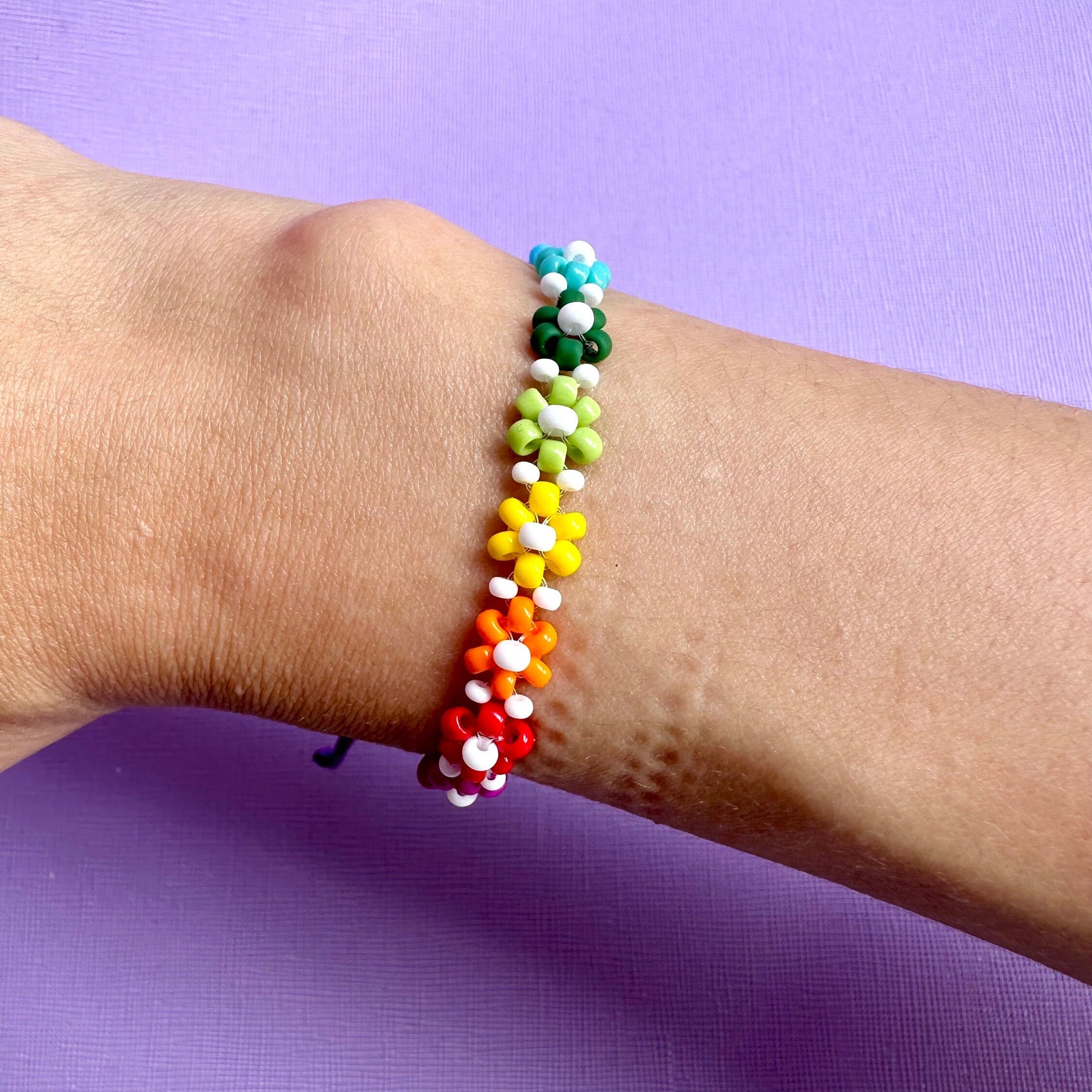 Rainbow Seed Bead Adjustable Bracelets | Rainbow Bracelet Set ...