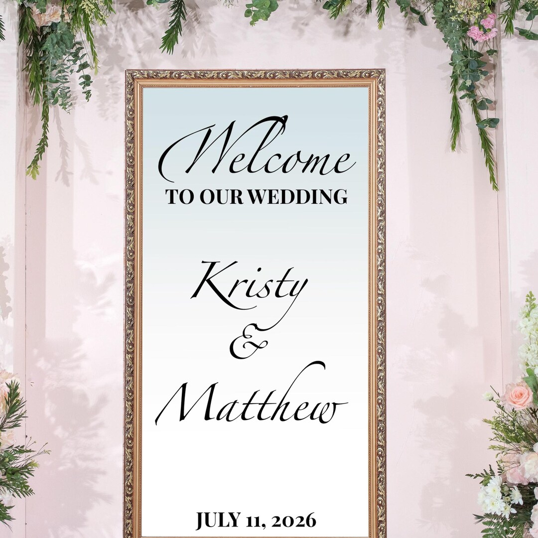 Custom Wedding Mirror Decal, Shower, Reception, Parties, Events ...