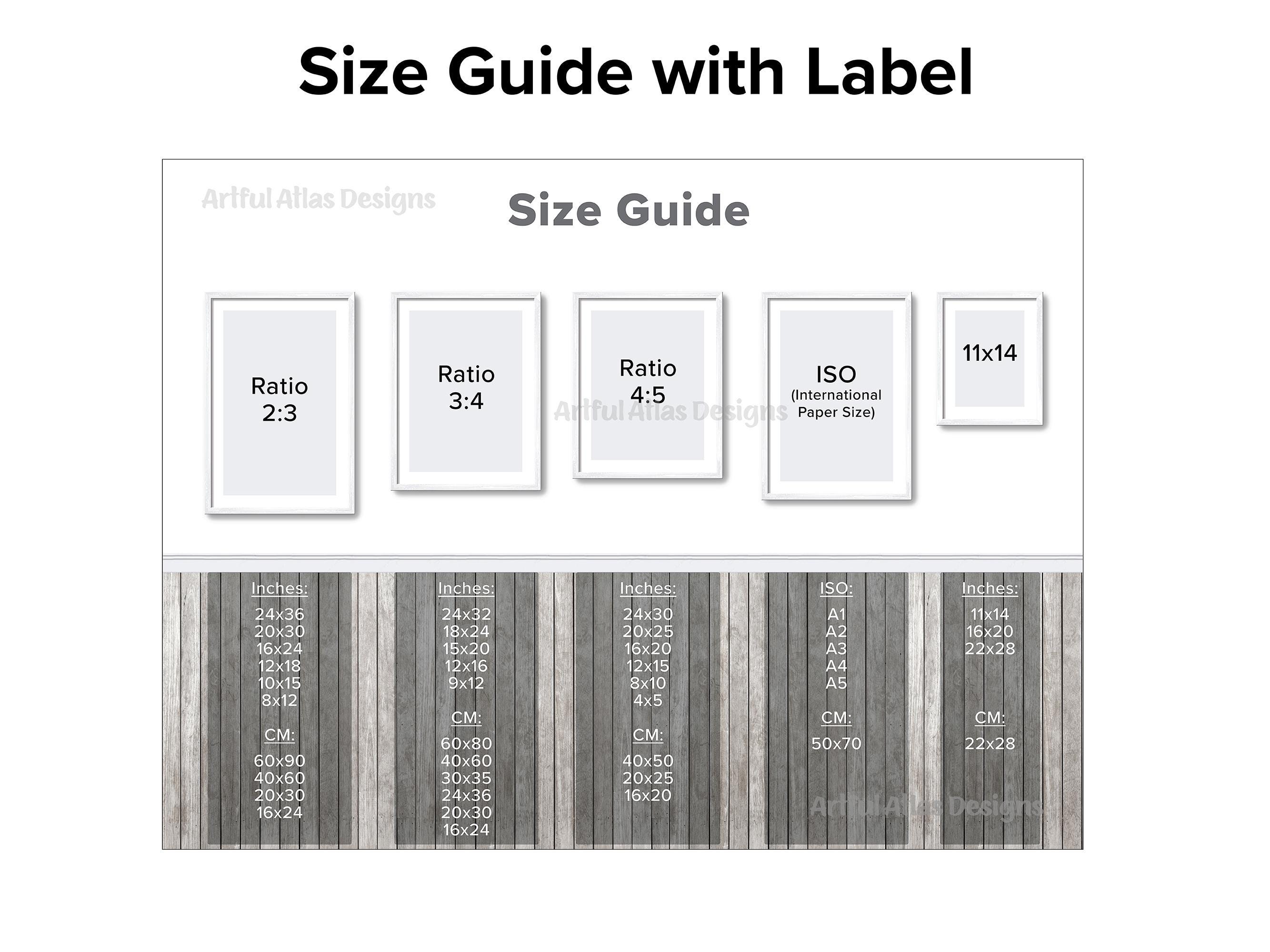 Wall Art Size Guide: Frame & Poster Comparison Chart (digital Download ...