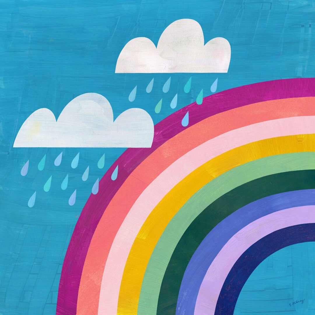 Rain & Rainbows | Giclee Art Print for Girl's Room, Boy's Room, Nursery ...
