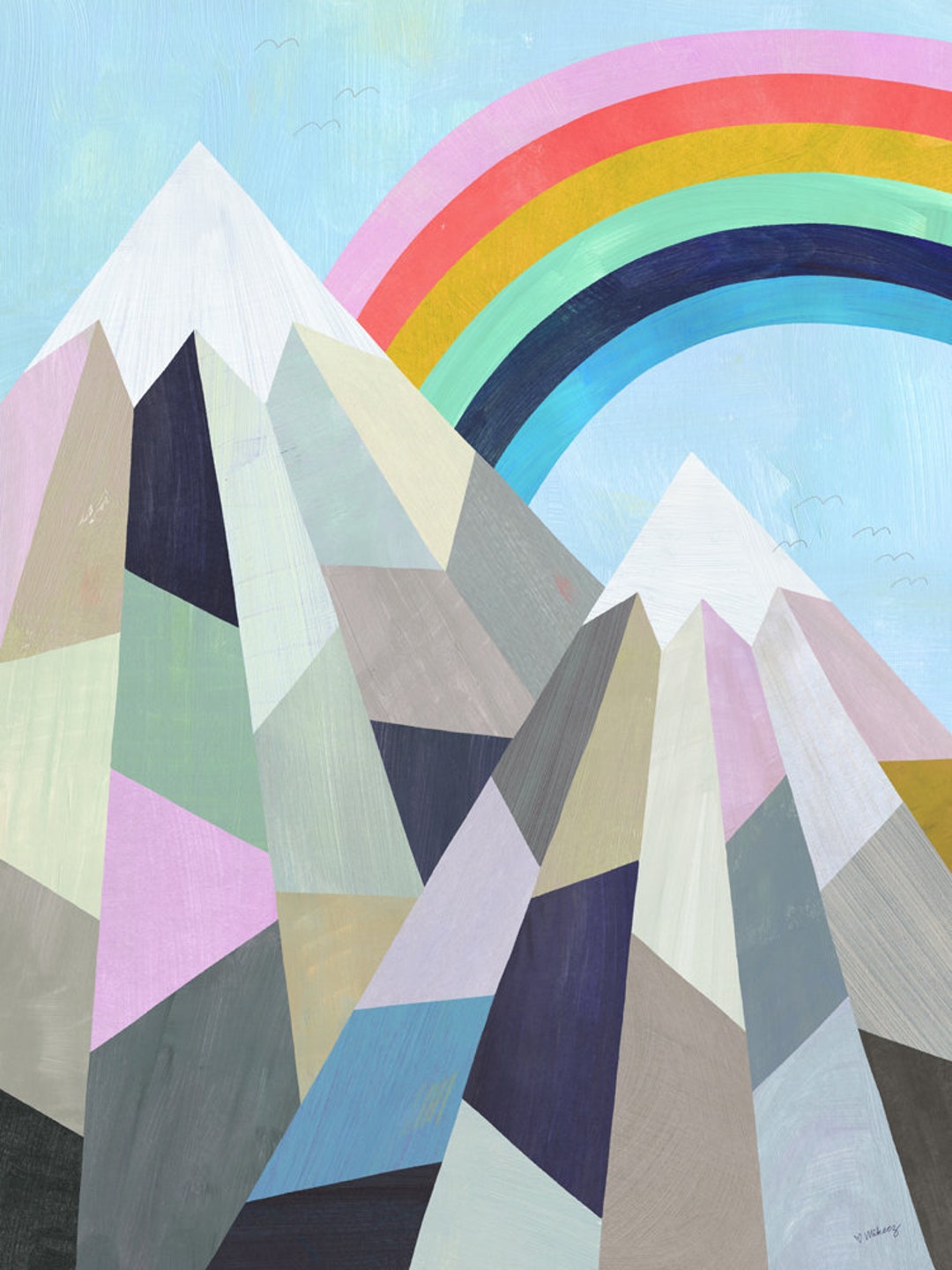 Rainbow Mountain | Geometric Landscape on Paper, Giclee Art Print - Etsy