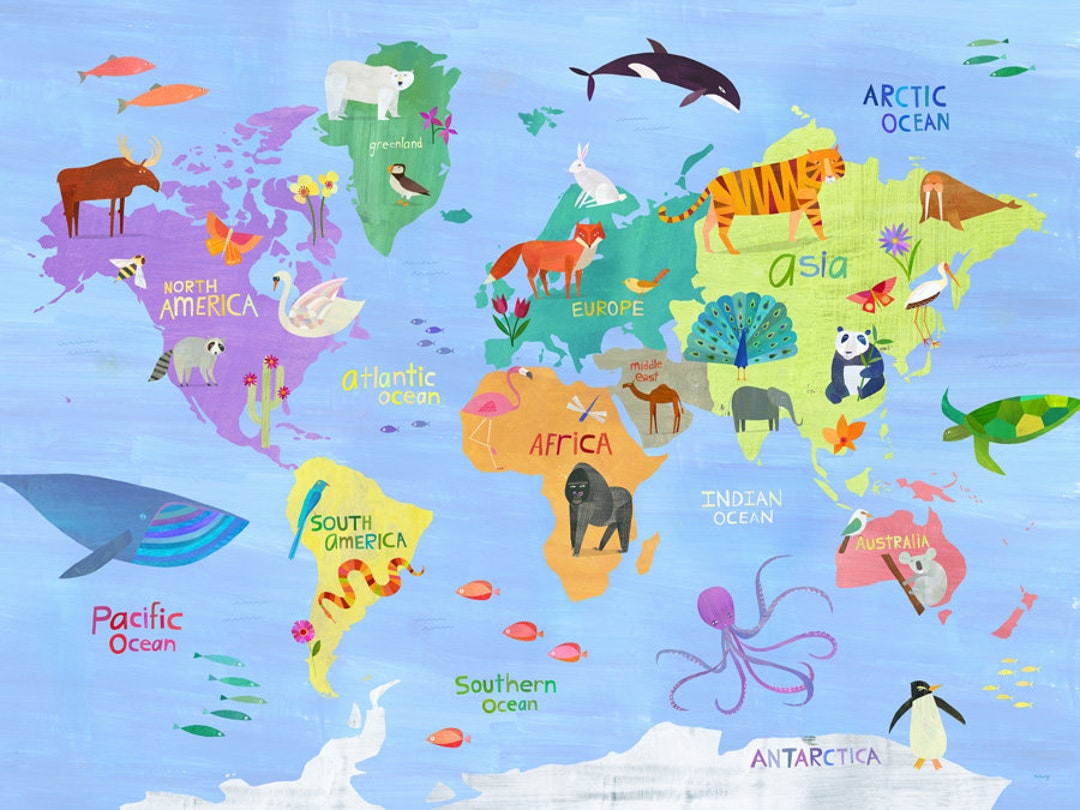 Animals Around the World | Pastel Version of My World Map Art ...