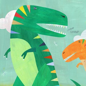 T-rex Friends | Dinosaur Art Print for Boy's Room, Girl's Room or ...