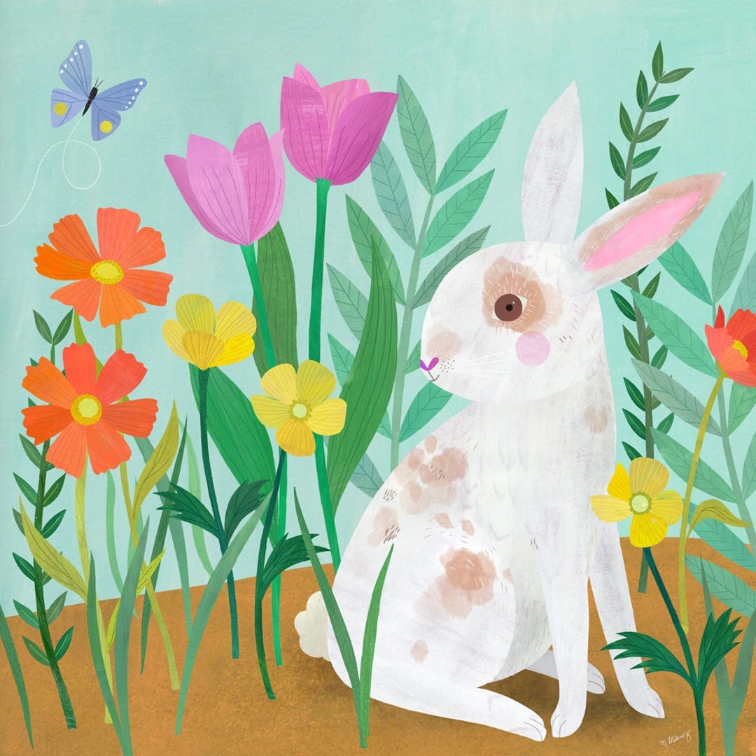 Little Bunny in the Garden II | Adorable Art Print for Nursery or Child ...