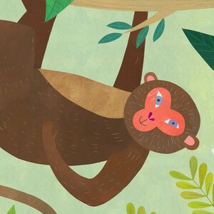 Hey Monkey | Paper Art Print for Kid's Room or Nursery, Unframed Jungle ...