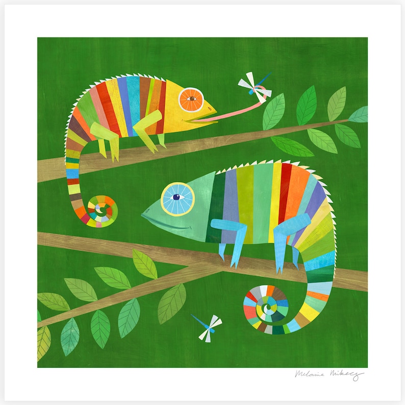 Colorful Chameleons | Giclee Art Print, Boy's Room Decor - Etsy