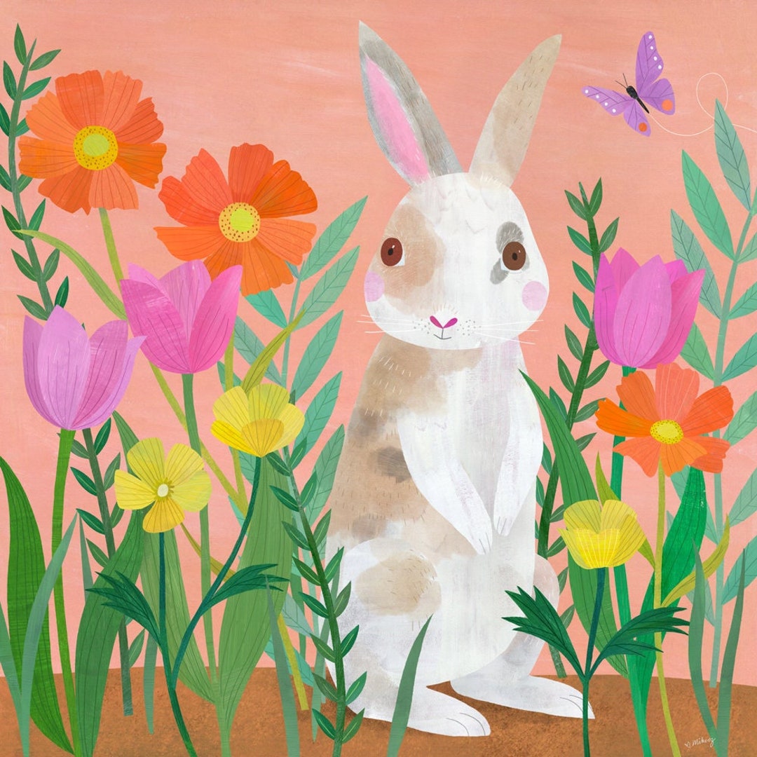 Little Bunny in the Garden | Adorable Art Print for Nursery or Child's ...