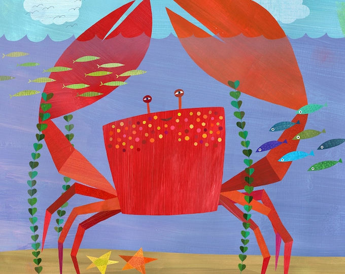 Crawling Crab | Art Print, Ocean Illustration Series, Perfect for Beach ...
