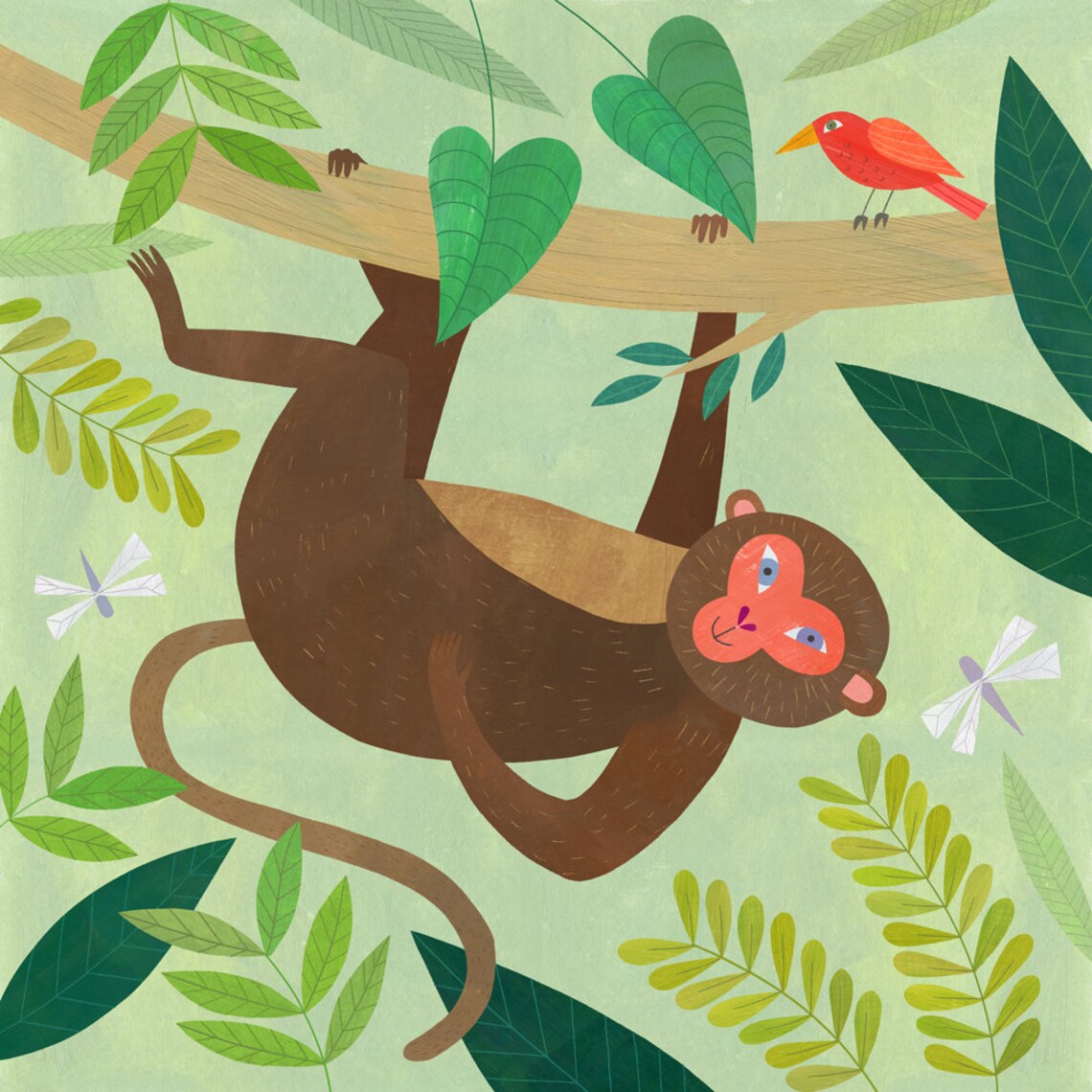 Hey Monkey Paper Art Print for Kid's Room or Nursery - Etsy