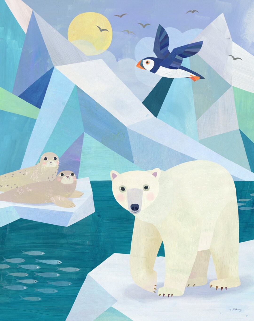Polar Bear Pals Giclee Art Print for Kids Featuring Arctic Animals - Etsy