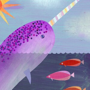 Purple Narwhal, Unicorn of the Sea | Narwhal Art Print for Ocean Themed ...