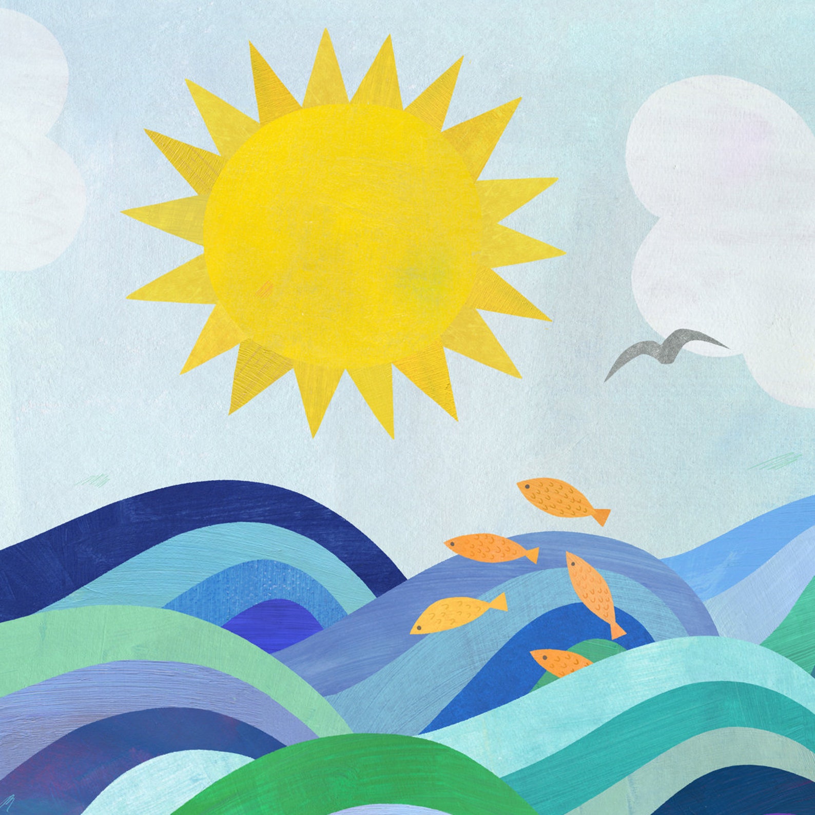 Enchanted Sea | A Colorful Ocean Art Print for Nursery, Kid's Room or ...